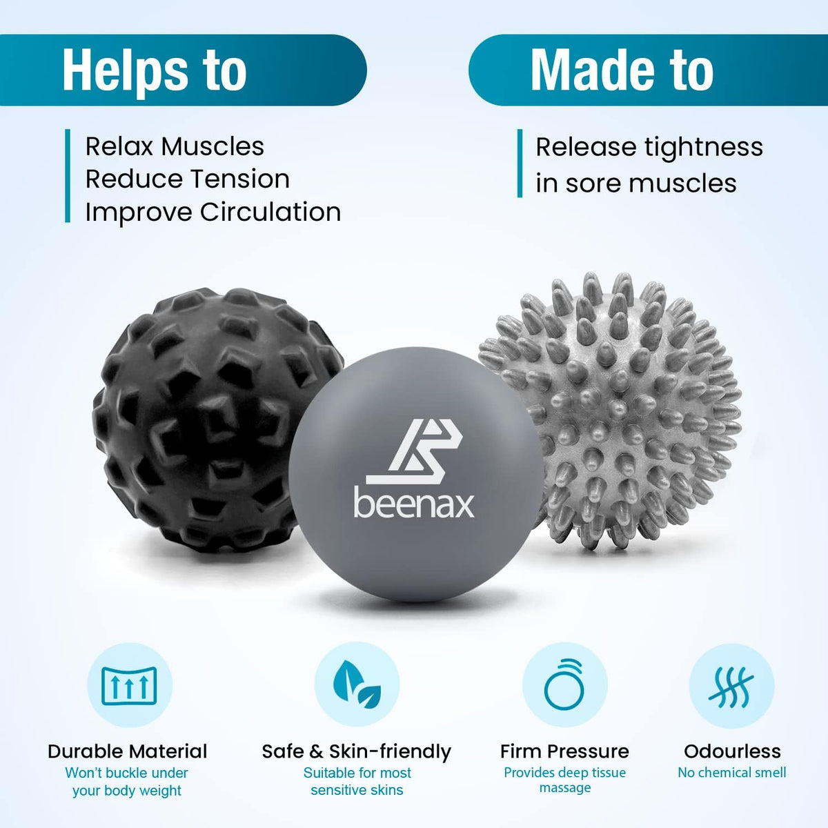 Massage Balls (Set of 3) - Grey – Beenax